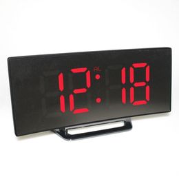 Digitaler Wecker, große verspiegelte LED-Uhr mit zwei USB-Ladeanschlüssen Einfache Schlummerfunktion rot