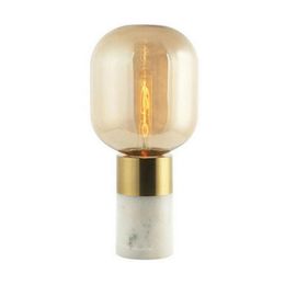 Ymittos Tischlampe E14 Max 25W Glas Bernstein -Messing - Weißer Ein-/Ausschalter