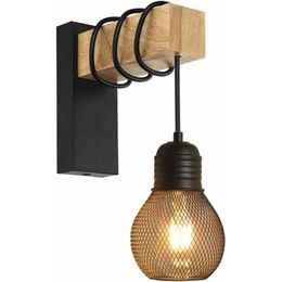 Innenwandleuchte Holz Metall E27 Lampe Retro Industrial Wind Restaurant Bar Schlafzimmer ohne Leuchtmittel