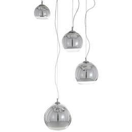 Laurent - Moderne hängende Pendelleuchte Chrom 4 Licht mit Glasschirm, E27 - Italux