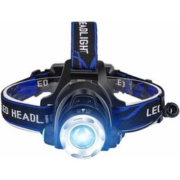 LED-Stirnlampe, wiederaufladbare USB-Stirnlampe, leistungsstarke LED-Stirnlampe, 3 Beleuchtungsmodi, zoombar, verstellbar, leicht zum Laufen, Gehen,