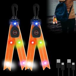 LONGZIMING Taschen-Anhänger-Tag-Licht – 2 Stück usb wiederaufladbare reflektierende LED-Pendelleuchte, hohe Sichtbarkeit, Sicherheits-Hängestreifen,