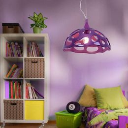 etc-shop Pendellampe Hängeleuchte Esstischlampe purple Wohnzimmer Küchenlampe, Metall, 1x E27 Fassung, DxH 38x110 cm