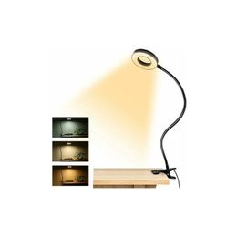 Klemm-Leseleuchte, USB-LED-Schreibtischlampe, 3-Farben-Modus-Licht, Augenschutz-Buch-Clip-Lampe, 360 Grad flexible Schwanenhalsklemme