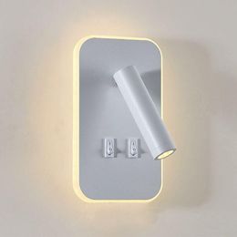 LED-Wandleuchte, Nachttisch-Leselampe, 12 w LED-Wandleseleuchten, verstellbarer Strahler (3 w + 9 w, 3000 k warmes Licht) (weißes Rechteck) - Lycxames