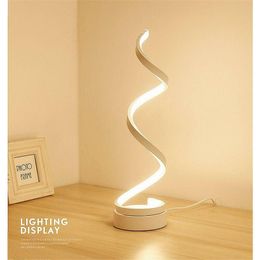 LONGZIMING Led Spiral Nachttischlampe 12W Warmweiß Augenschutz Helligkeit, led Tischlampe/Dekorative Beleuchtung für Schlafzimmer Wohnzimmer (Weiß)