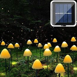 20 LED-Solar-Pilz-Gartenlichter für den Außenbereich, 5 m, Solar-Pilz-Lichterkette für den Außenbereich, 8 Modi, wasserdichte Solar-Gartenlichter,