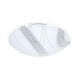 etc-shop - Kristalllampen Decke Glasbeleuchtung Kristall Lampe Deckenlampe, Glas satiniert Metall weiß, 1x led 12W 1200Lm neutralweiß, DxH 30x9,8 cm