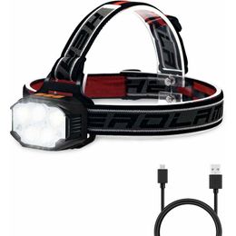 LONGZIMING - LED-Stirnlampe, Bewegungssensor, wiederaufladbare Scheinwerfer, 7 Modi, ultrahelle Stirnlampe, 950 lm, leicht, wasserdicht,