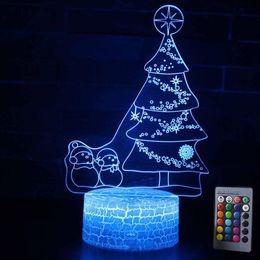 3D-Tischlampe der Weihnachtsbaumserie, led, kreatives Geschenk, buntes Touch-Nachtlicht mit Fernbedienung, MY-652