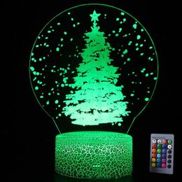 3D-Tischlampe der Weihnachtsbaumserie, led, kreatives Geschenk, buntes Touch-Nachtlicht mit Fernbedienung, MY-1846