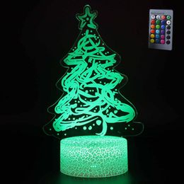 3D-Tischlampe der Weihnachtsbaumserie, led, kreatives Geschenk, buntes Touch-Nachtlicht mit Fernbedienung, MY-658