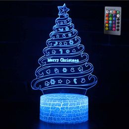 3D-Tischlampe der Weihnachtsbaumserie, led, kreatives Geschenk, buntes Touch-Nachtlicht mit Fernbedienung, MY-660
