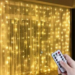 Vorhang-Lichter, 3 x 3 m, 300 LEDs, 8 Beleuchtungsmodi, USB-Fernbedienung, Vorhang-Lichter, Fensterdekoration, Innenbereich für Weihnachten,