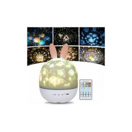 Nachtlicht Kinder Nachtlicht Sternenprojektor Lampe, 360°Drehbares Musik Nachtlicht + Timer + Fernbedienung + 6 Farben, LED Baby Sternenhimmel