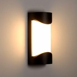 LONGZIMING Indoor / Outdoor LED Wandleuchte 10W Wasserdicht IP65 Anthrazit Aluminium Beleuchtung Dekoration Licht 3000K Warmweiß Außenlampe für Wohnzimmer
