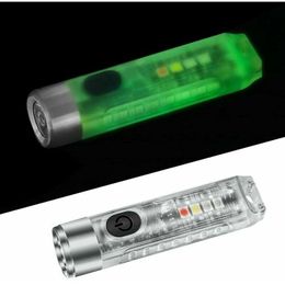 1 led grün transparent starkes Licht kleine Taschenlampe Seitenlicht rot blau lila Licht USB-Aufladung Mini-Schlüsselanhänger fluoreszierende