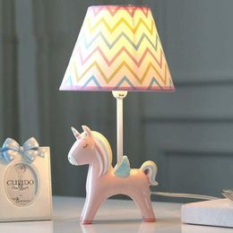 LONGZIMING - smc Cartoon Einhorn Schlafzimmer led Tischlampe Schlafzimmer Nachttischlampe Kreative Junge Mädchen Niedliche dekorative Tischlampe