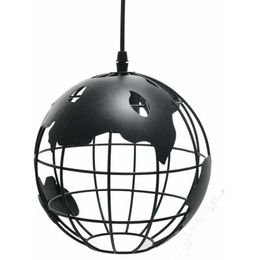 Vintage Industrial Globe Pendelleuchte Deckenleuchte Metallkugel Durchmesser 20 cm – Schwarz