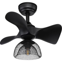 etc-shop Decken Ventilator Leuchte Gitter Fernbedienung Vor- Rücklauf schwarz Lampe dimmbar im Set inkl. RGB LED Leuchtmittel