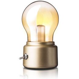 Kleine LED-Tischlampe, Schlafzimmer-Nachttischlampe, dimmbare LED-Beleuchtung, kreative Dekor-Tischlampe. Lokales Gold