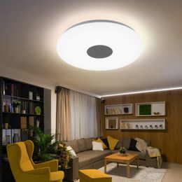 Globo - Deckenleuchte Deckenleuchten Wohnzimmer Deckenlampe led in runder Form, Chrom mit Acrylschirm, 1x led 18W 1260 lm warmweiß, 37,5 cm