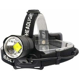 LONGZIMING Wiederaufladbare LED-Stirnlampe 10000 Lumen XHP70.2 Leistungsstarke Stirnlampen Hochleistungs-Arbeitslicht Zoombare Stirnlampe zum Angeln Höhlenjagd