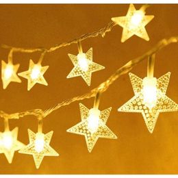 Lycxames - Stern-Lichterkette, 10 m, 70 LEDs, Stern-Lichterkette, Stern-Lichterkette, 8 Modi, LED-Sterne-Lichterkette für Weihnachtsfeier, Zuhause,