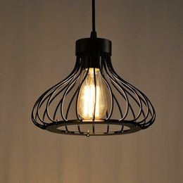 LONGZIMING E27 Industrielle Vintage Metallkäfig Pendelleuchten Schwarz Retro Deckenleuchte Vintage Deckenleuchte Lampe Pendelleuchte Käfig Antike Pendelleuchten