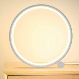 LED-Nachttischlampe, dimmbare Touch-Tischlampe, 3 Farben, 10 Helligkeit, modernes kreisförmiges Design, Metallmaterial,
