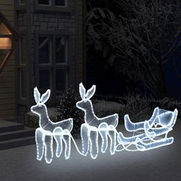 LONGZIMING Weihnachtsbeleuchtung 2 Rentiere und Schlitten Mesh 648 LEDs
