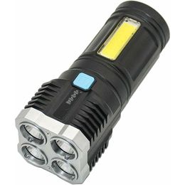 LONGZIMING LED-Taschenlampe Taktische Militärische Taschenlampen Einstellbare Taschenlampe Superhelle wiederaufladbare Taschenlampe mit Seitenlicht cob