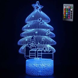 3D-Tischlampe der Weihnachtsbaumserie, led, kreatives Geschenk, buntes Touch-Nachtlicht mit Fernbedienung, MY-1214