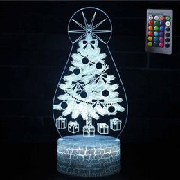 3D-Tischlampe der Weihnachtsbaumserie, led, kreatives Geschenk, buntes Touch-Nachtlicht mit Fernbedienung, MY-655