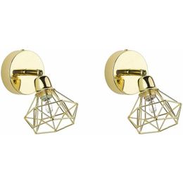 Beliani - Wandleuchte Gold Metall 2er Set verstallbar Diamant Form Industrie Look Moderne Wandlampe - Gold