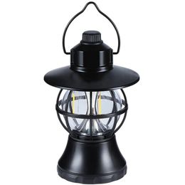 Hängende Camp-Laternenlampe, wiederaufladbares Licht, Leben im Freien, Augenschutz, warmes Licht, Lesen, Schwarz