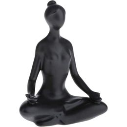Skulptur, Keramikfigur, Mädchen, Yoga-Pose, schwarzes Modell, Frau, Statue, Statuette, Figuren, Ornamente – 1