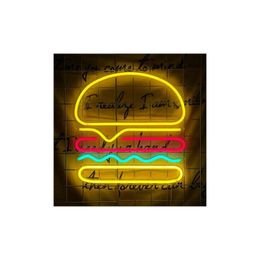 1 Stück Neonschild, Hamburger-Wandleuchte, Dekoration, cooles Licht, USB-Neonschild für Party, Bar, Club, Geburtstag, 3535 cm