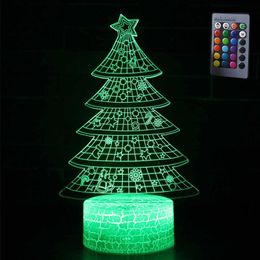 3D-Tischlampe der Weihnachtsbaumserie, led, kreatives Geschenk, buntes Touch-Nachtlicht mit Fernbedienung, MY-656