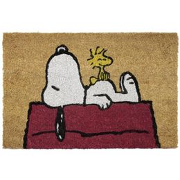 Peanuts Fußmatte Snoopy und Woodstock braun, aus Kokosfaser, Unterseite aus pvc.