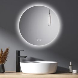 Led Badspiegel Rund Badezimmerspiegel mit Beleuchtung Wandspiegel 50cm mit Touch-Schalter, Dimmbar, 3 Lichtfarbe - Warmweiß/Neutral/Kaltweiß