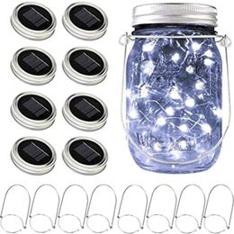 Solar Mason Jar Lights, 10 Packungen mit 20 LED-Hängelampen mit Aufhänger (keine Gläser) für Garten, warm