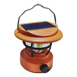 Solar-LED-Camping-Laterne, helle tragbare Überlebenslaternen, multifunktionale Retro-Camp-Lampe, klein-orange