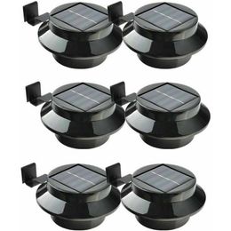 6er-Pack Solarbetriebene LED-Rinnenleuchten, Zaun, Dach, Dachrinne, Garten, Hof, Wand, Schwarz