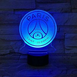 Tovbmup - LED-Nachtlicht fc Paris Saint-Germain Football Club 3D-Illusion Kids Football Logo psg Schreibtischlampe