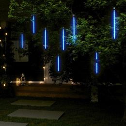LONGZIMING Meteorlichter 8 Stk. 30 cm Blau 192 LEDs Indoor Outdoor