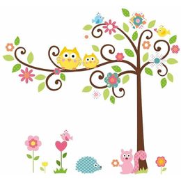 27' x 19' Scroll Tree Cartoon Animals Peel & Stick Wall Decals Mega-Pack for Kid Child Living Room Bedroom