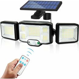 Solarleuchte Außen Wandleuchte led Leuchte 3 Köpfe 192 LEDs Bewegungsmelder Sicherheitsstrahler Beleuchtung IP65 Wasserdichte Solarbetriebene Lampe