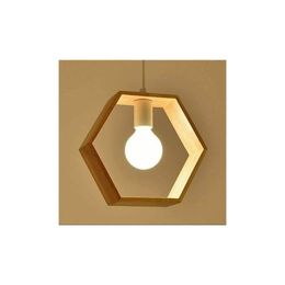 E27 kreative Pendelleuchte, industrielle Deckenleuchte aus Holz, moderne zeitgenössische Beleuchtung, Deckenleuchte (sechseckig)