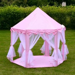 Kinderspielzelt/Prinzessinnenschloss/Puppenhaus tragbar und faltbar Φ140cm sechseckig geeignet für Familienstrand etc. (Pink)